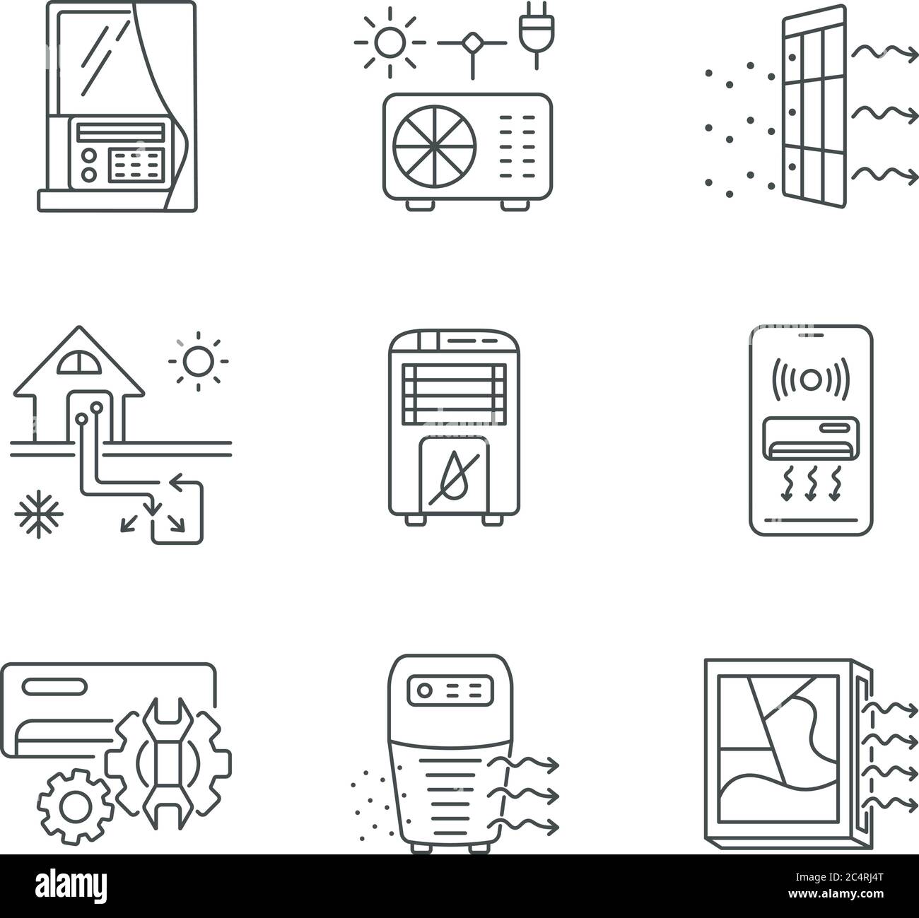 Air conditioning technologies linear icons set Stock Vector Image & Art ...