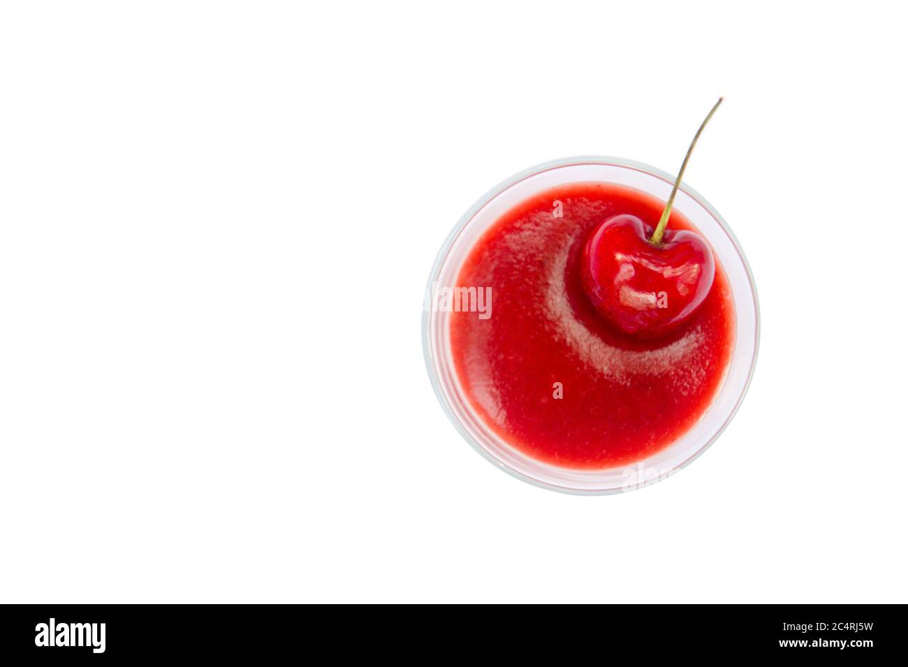 Top view cherry dessert on white background Stock Photo - Alamy