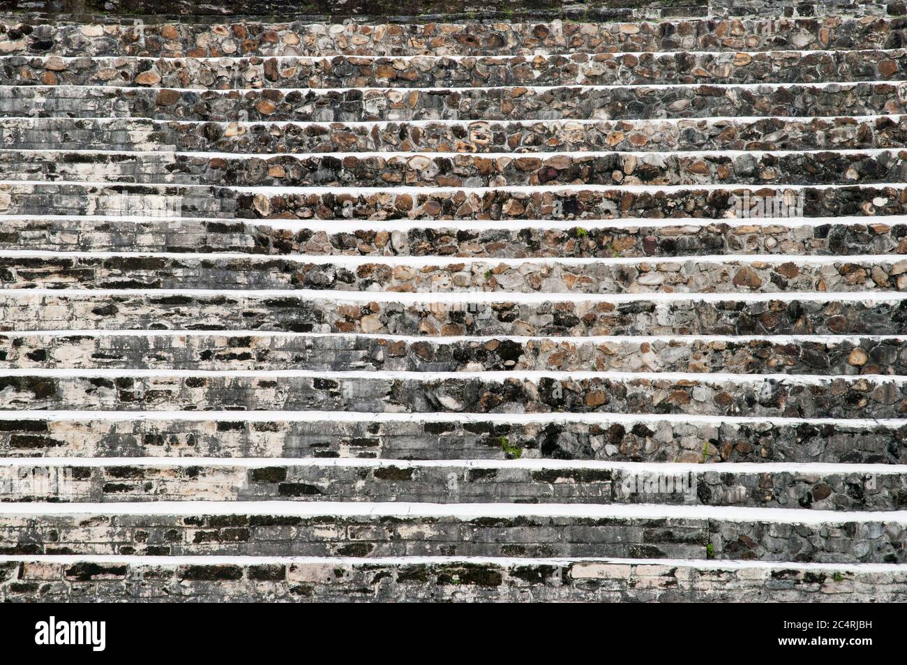 The abstract view of pyramid stairs in Altun Ha ancient Mayan city ...