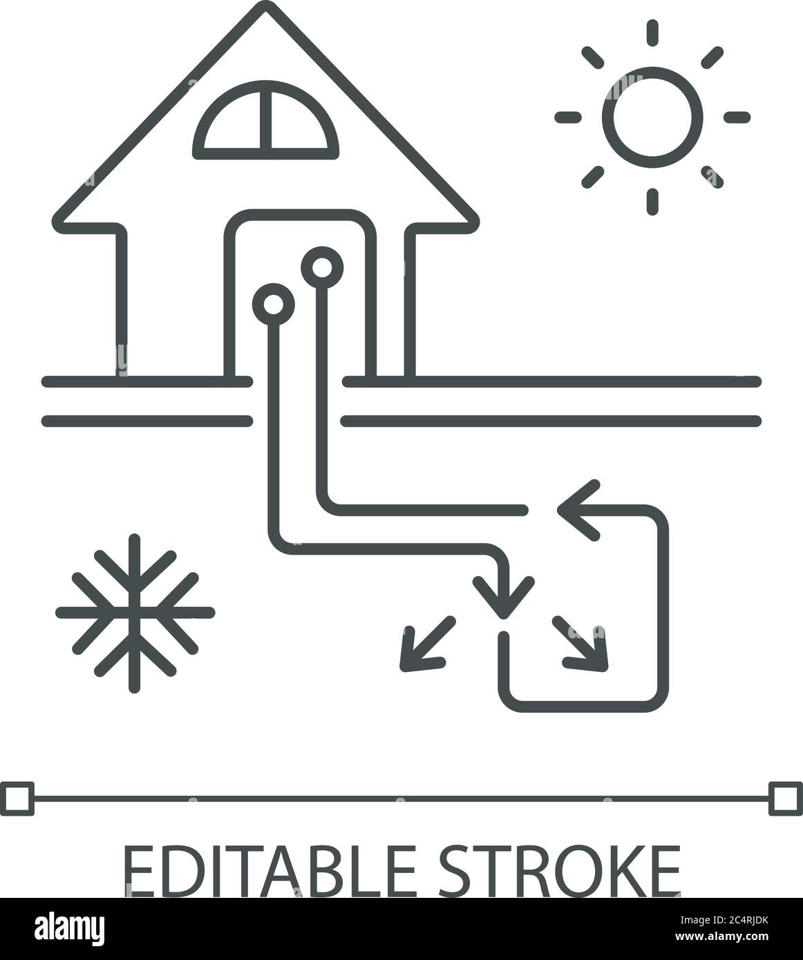 Geothermal heating and cooling system linear icon Stock Vector Image ... Geothermal heating and cooling system linear icon Stock Vector Image ...