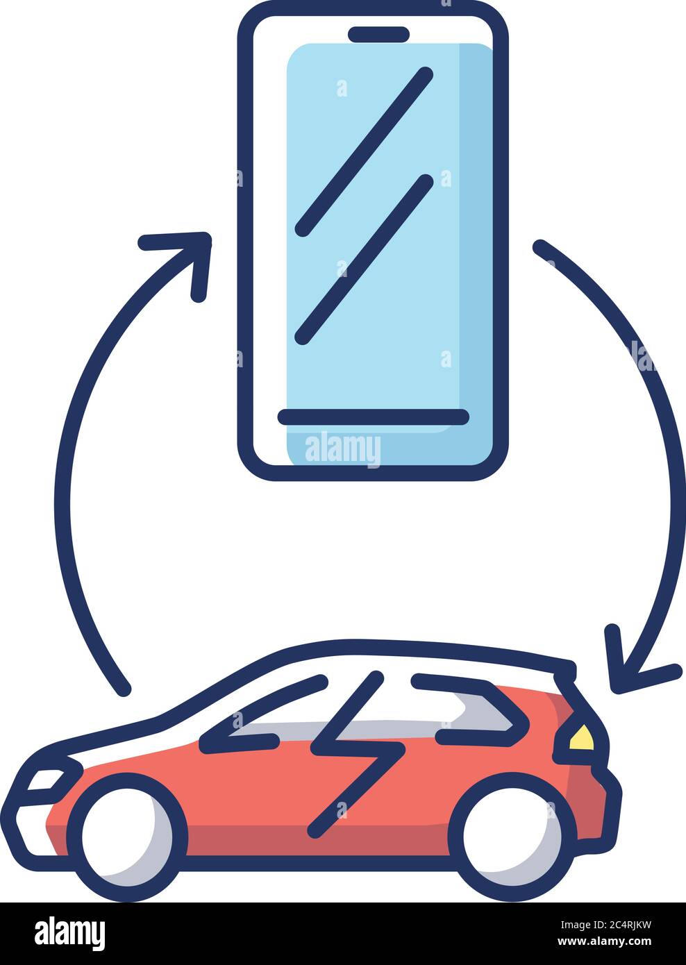 Car integration with smartphone RGB color icon Stock Vector Image & Art ...