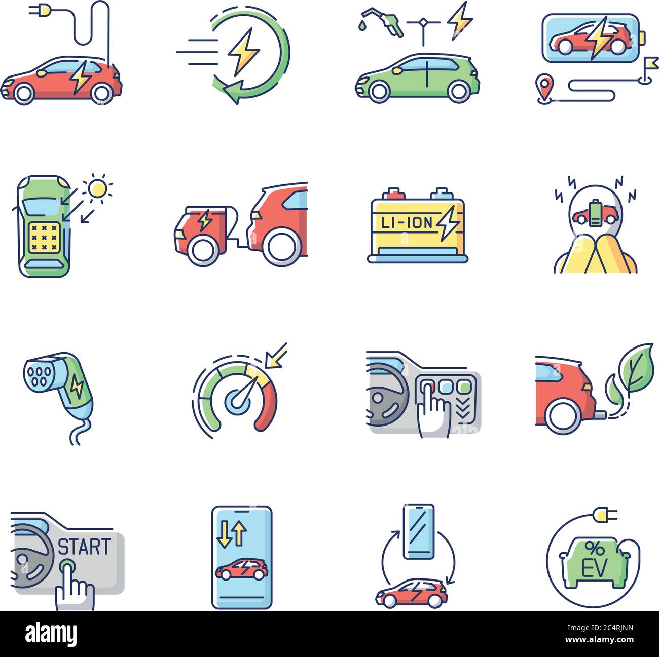 Electric car RGB color icons set Stock Vector Image & Art - Alamy