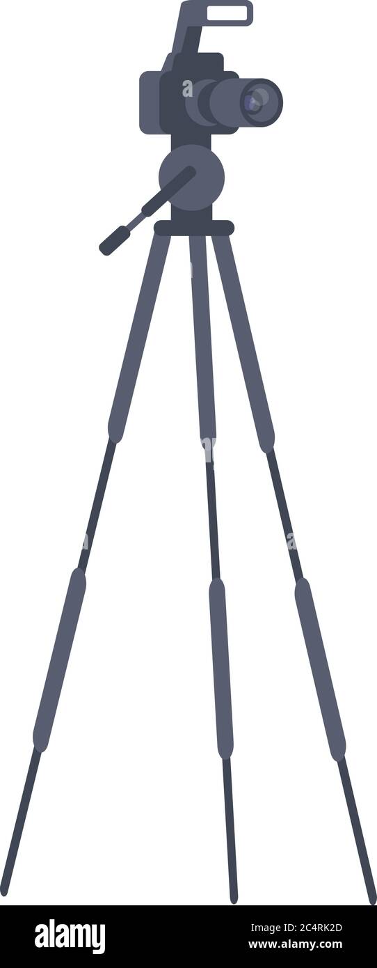 Camera on tripod semi flat RGB color vector illustration Stock Vector ...