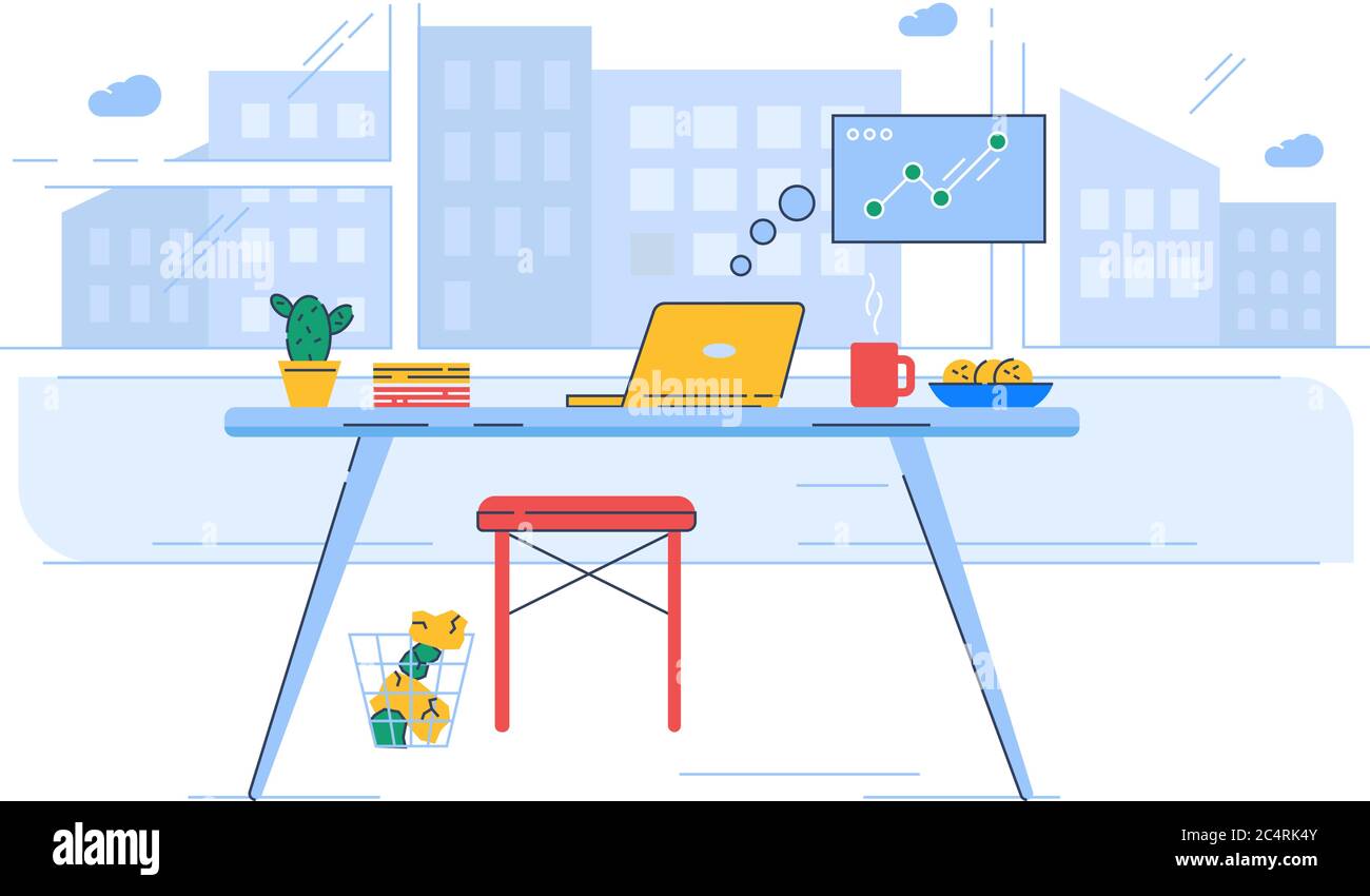 Home office semi flat RGB color vector illustration Stock Vector Image ...