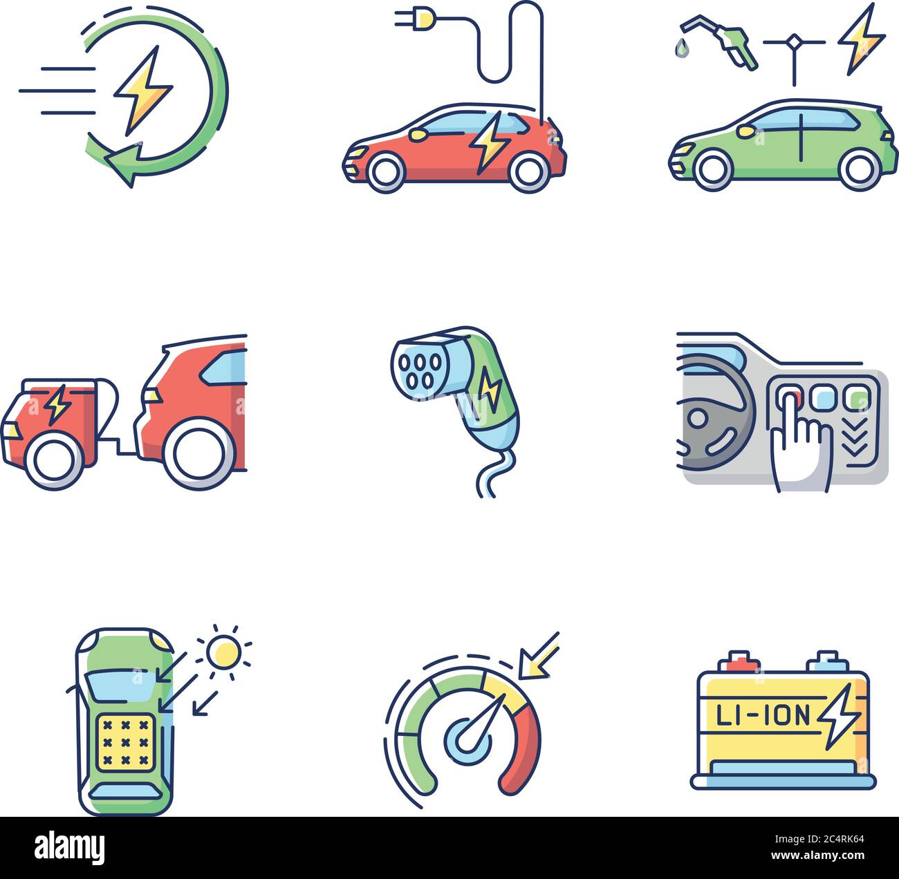 Electric vehicle RGB color icons set Stock Vector Image & Art - Alamy