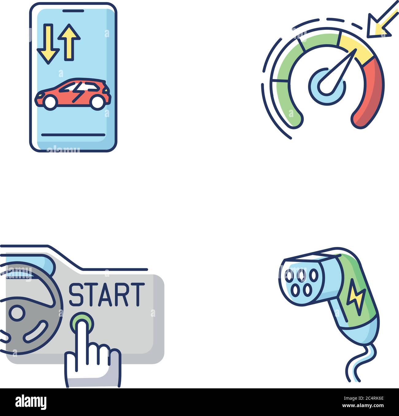 Smart car technologies RGB color icons set Stock Vector Image & Art - Alamy