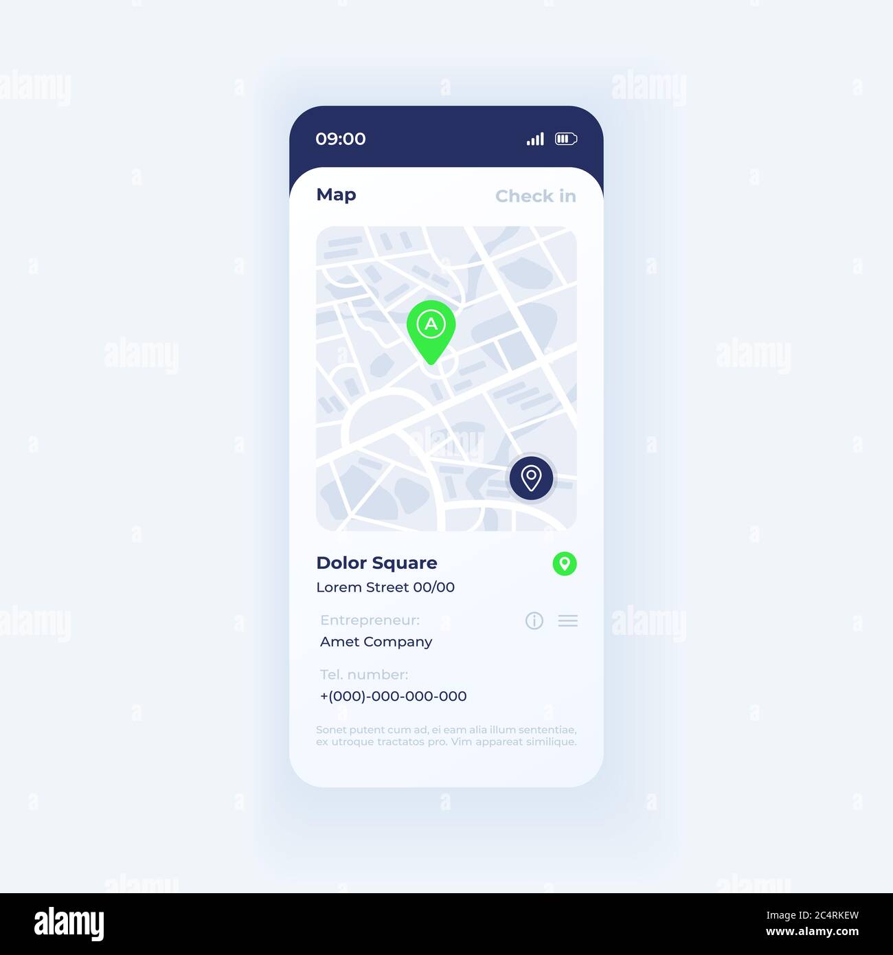 GPS navigation app smartphone interface vector template Stock Vector ...