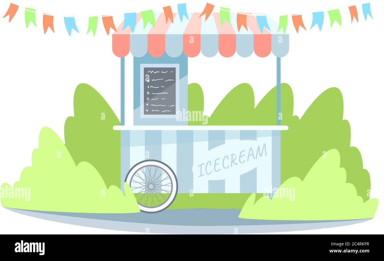 Ice cream booth semi flat RGB color vector illustration Stock Vector ...
