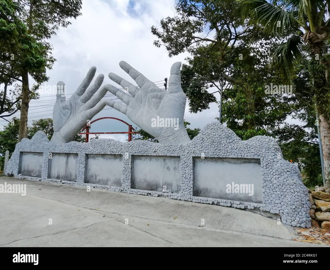 Two White Hands Statue , Koh Samui island at Thailand Stock Photo - Alamy