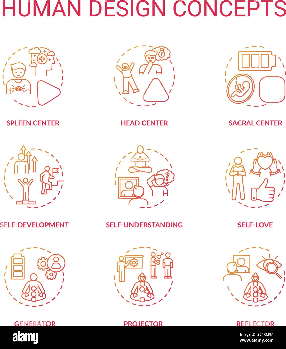 Human design red gradient concept icons set Stock Vector Image & Art - Alamy