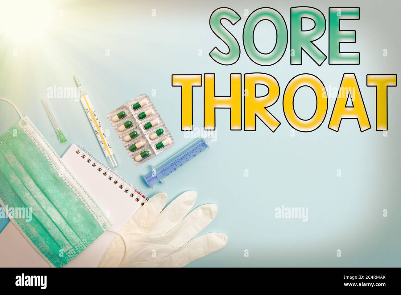 Writing note showing Sore Throat. Business concept for Inflammation ot ...