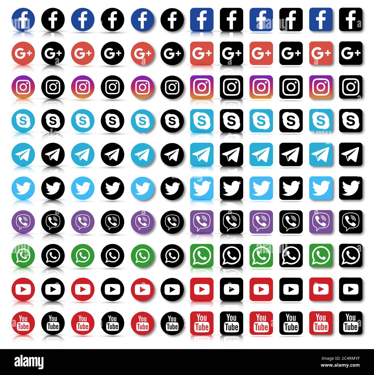 Round Flat Social Media Icons