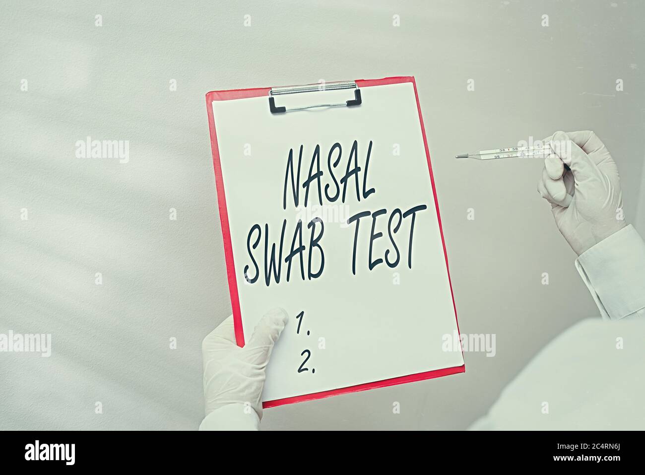 Writing note showing Nasal Swab Test. Business concept for diagnosing ...