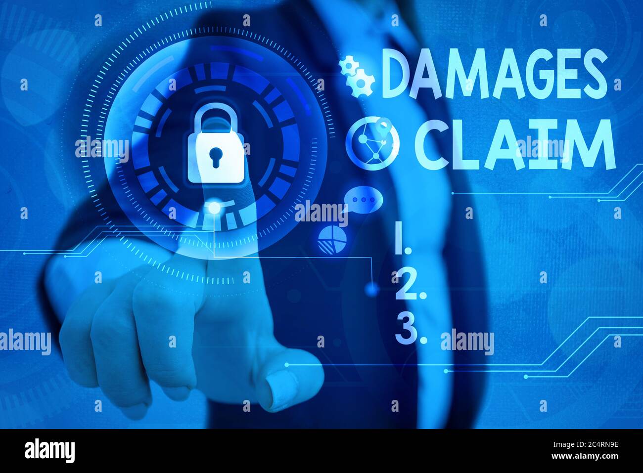 Conceptual hand writing showing Damages Claim. Concept meaning seeks to ...