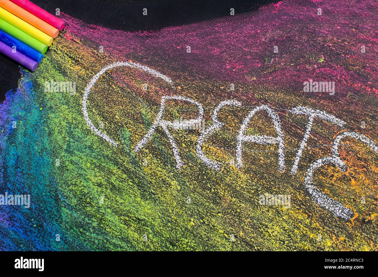 Creation in vibrant chalk Stock Photo - Alamy