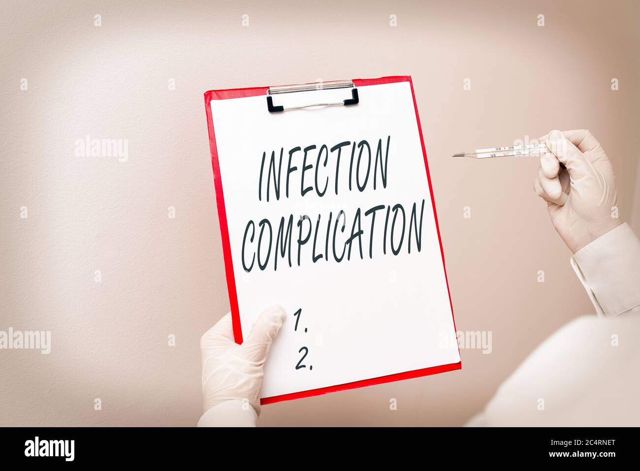 Writing note showing Infection Complication. Business concept for ...