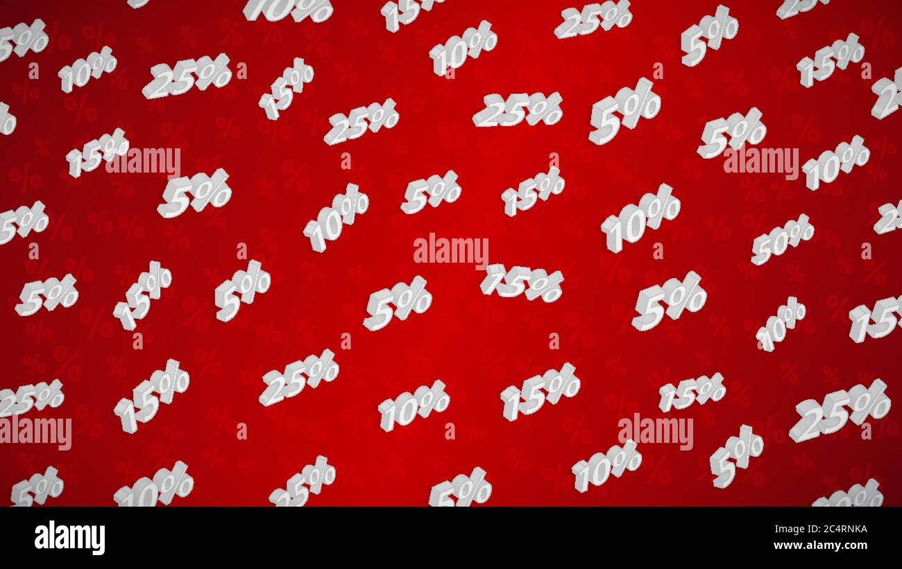 Sale and discount background with isometric inscriptions, white on red ...