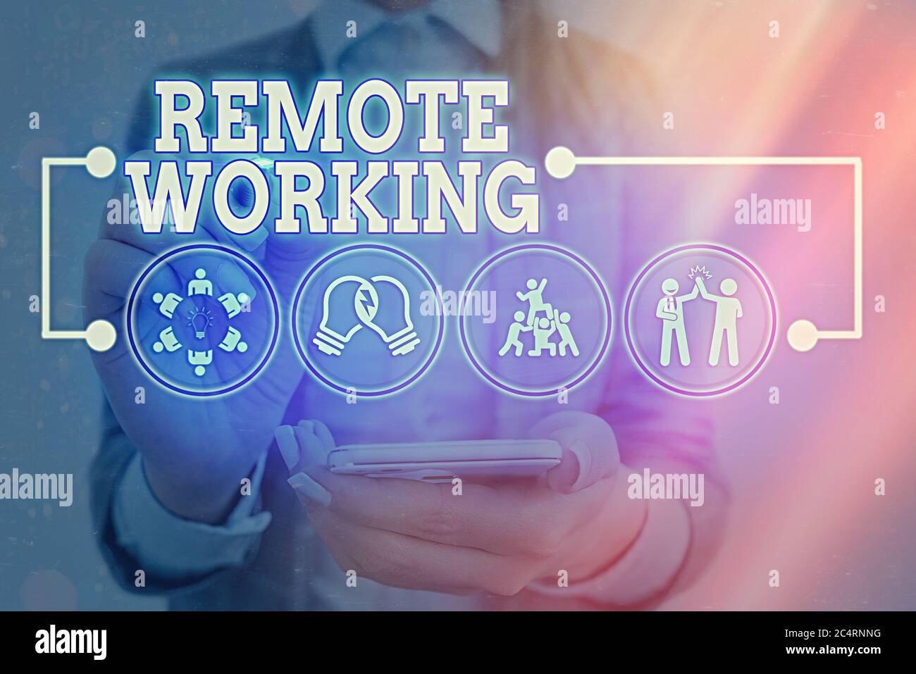 Handwriting text Remote Working. Conceptual photo style that allows ...