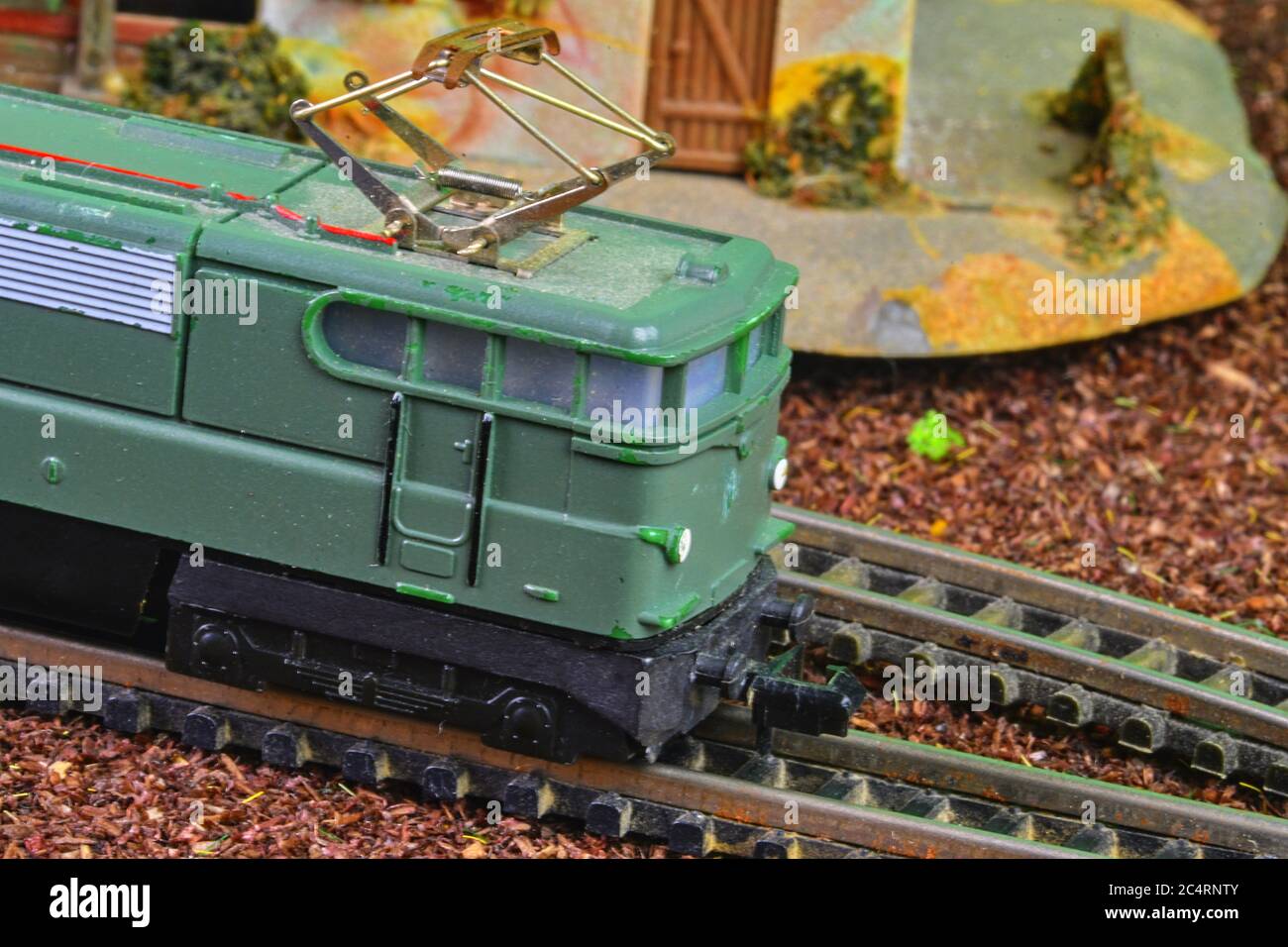 Perfect model of the electric locomotive. Train hobby model on the ...
