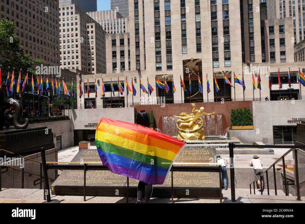 pride flags fly in rockefeller plaza, new york city june 27, 2020 photo ...