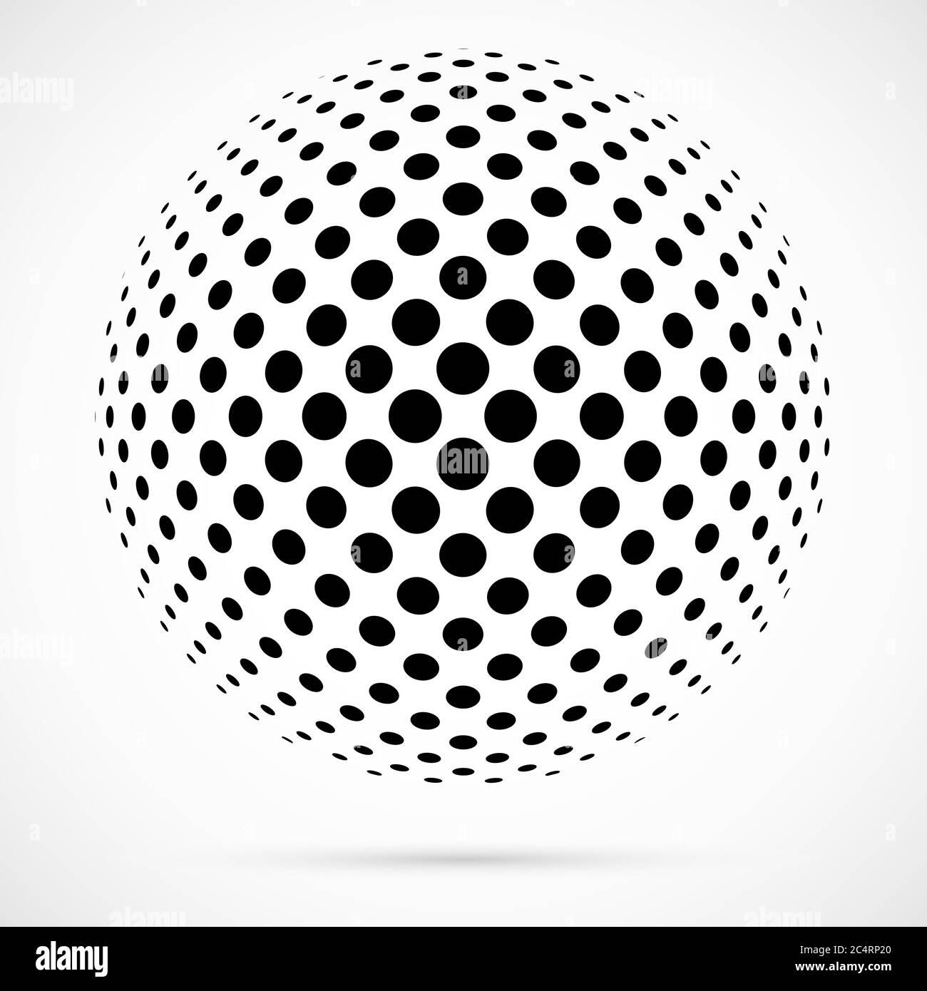 White 3D vector halftone sphere.Dotted spherical background.Logo ...