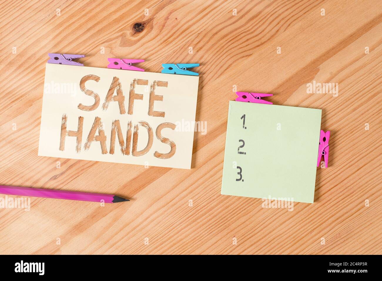 Writing note showing Safe Hands. Business concept for Ensuring the ...