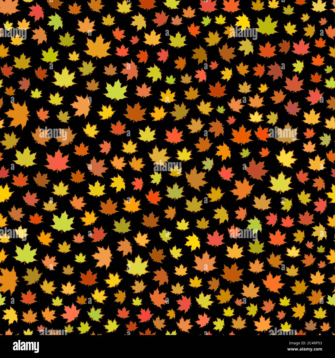 Seamless pattern of small autumn leaves on black background Stock ...