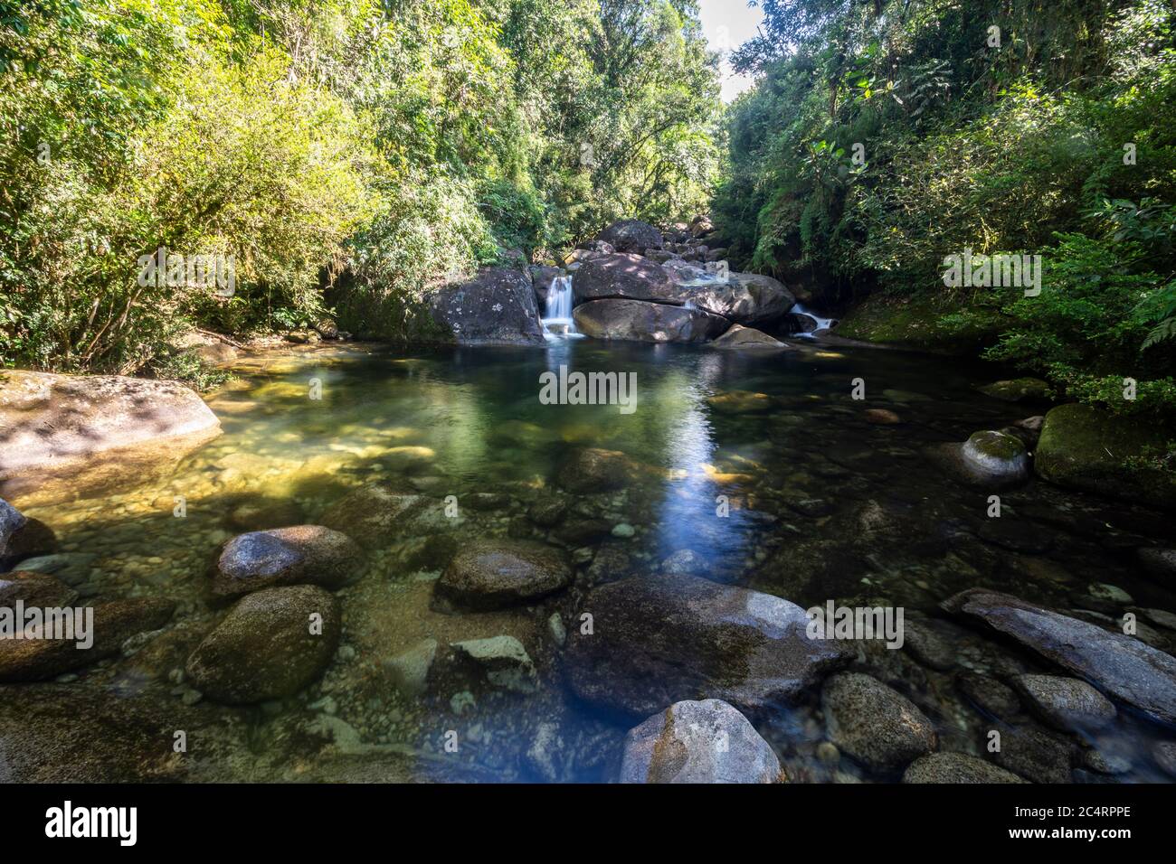 Beautiful green landscape of rainforest river pool, Serrinha Ecological ...