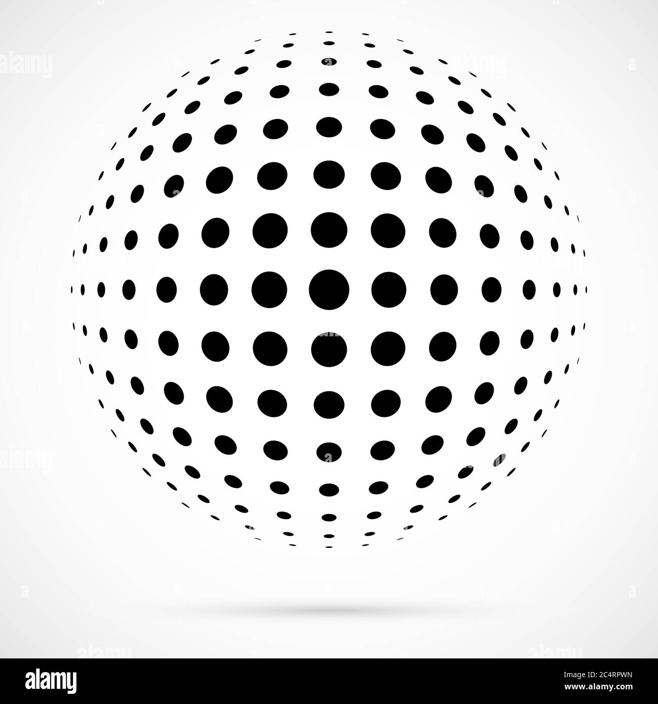 White 3D vector halftone sphere.Dotted spherical background.Logo ...