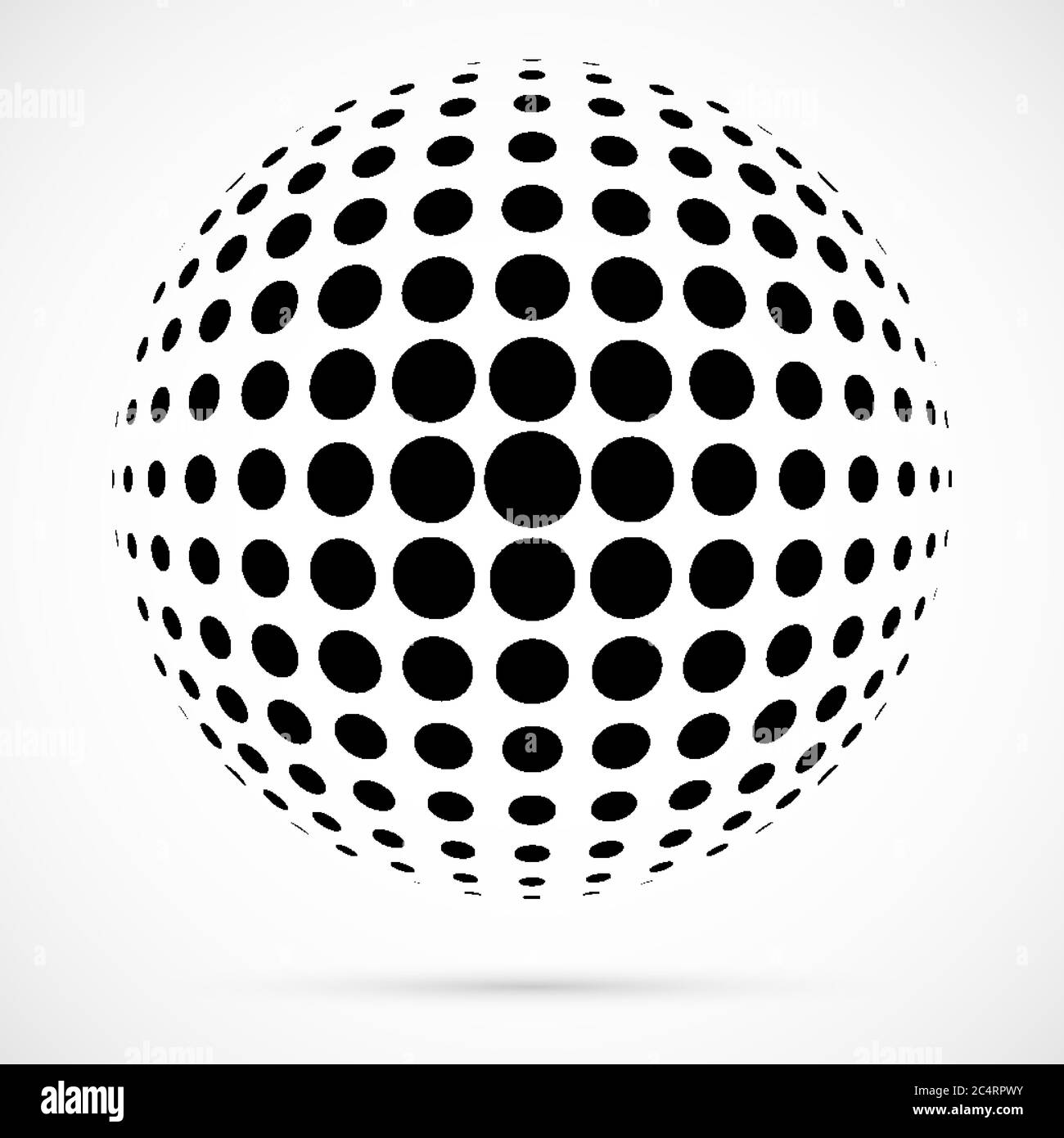 White 3D vector halftone sphere.Dotted spherical background.Logo ...
