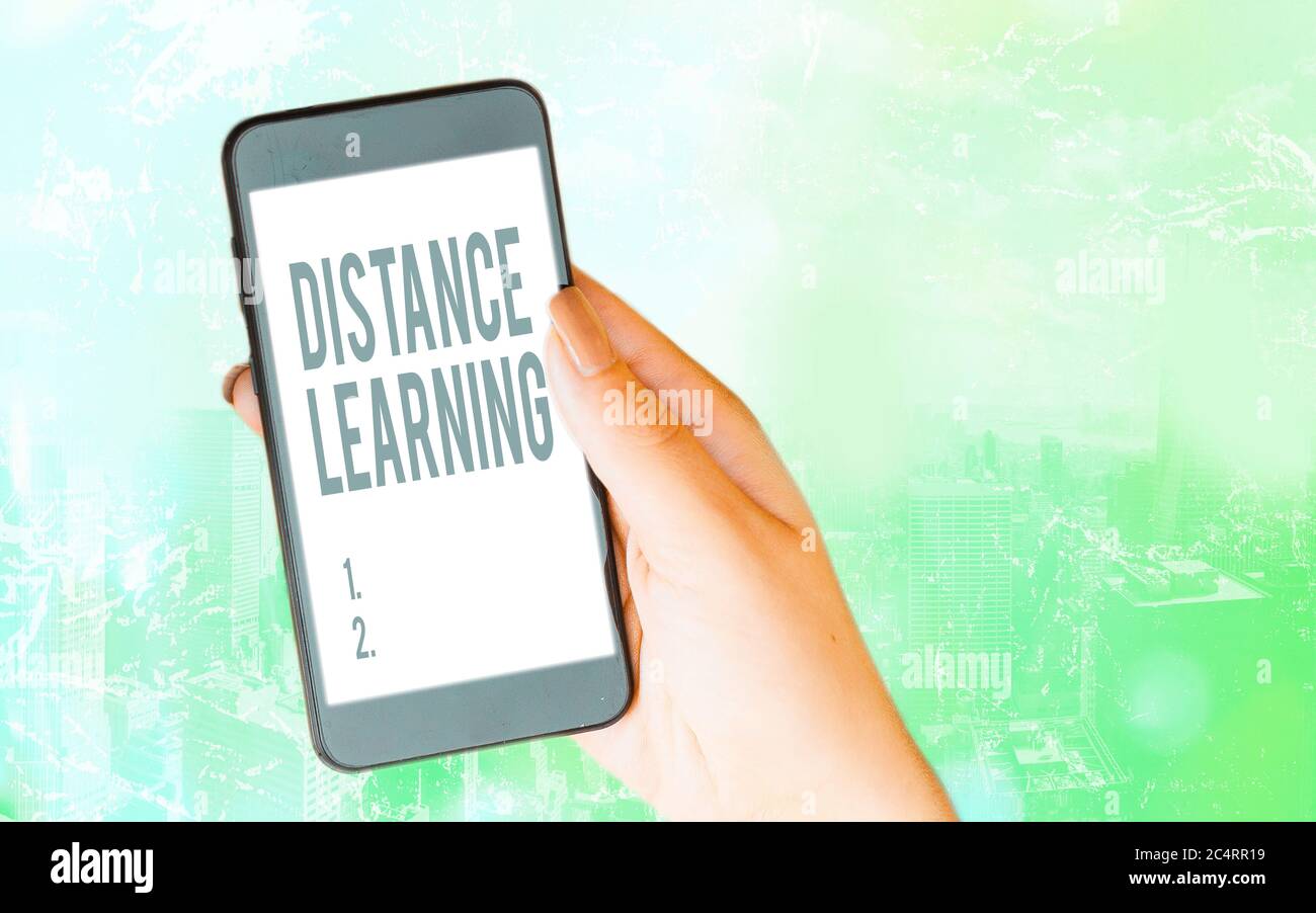 Conceptual hand writing showing Distance Learning. Concept meaning ...