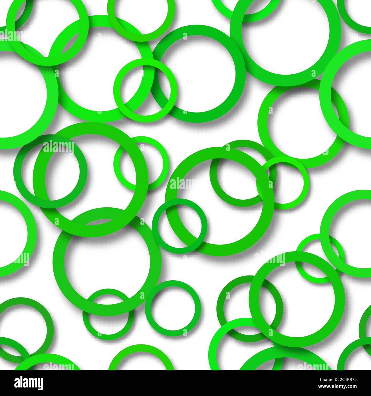 Abstract seamless pattern of randomly arranged green rings with soft ...