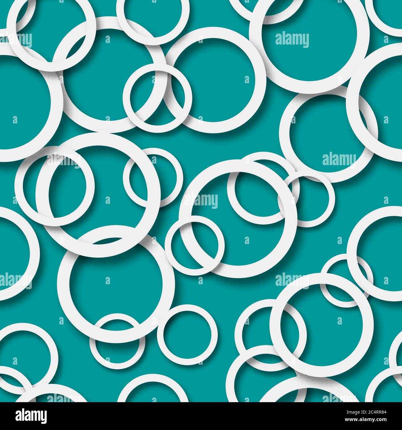 Abstract seamless pattern of randomly arranged white rings with soft ...