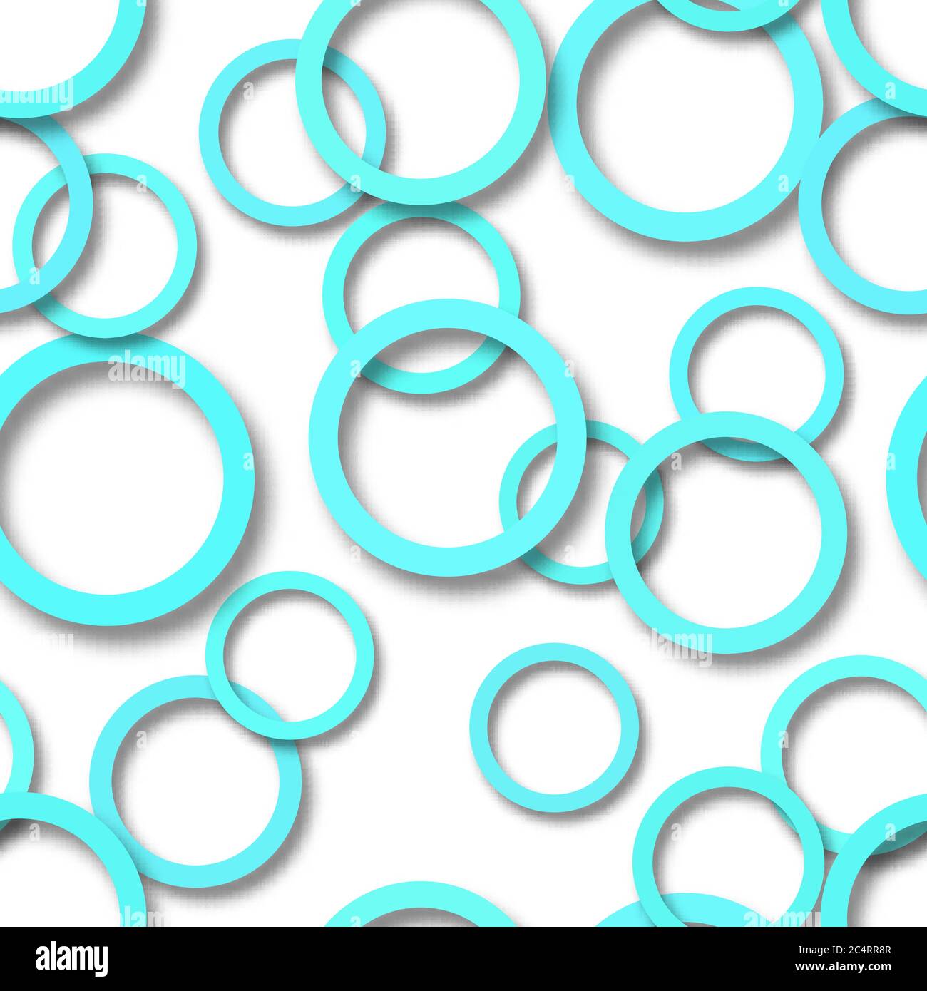 Abstract seamless pattern of randomly arranged light blue rings with ...