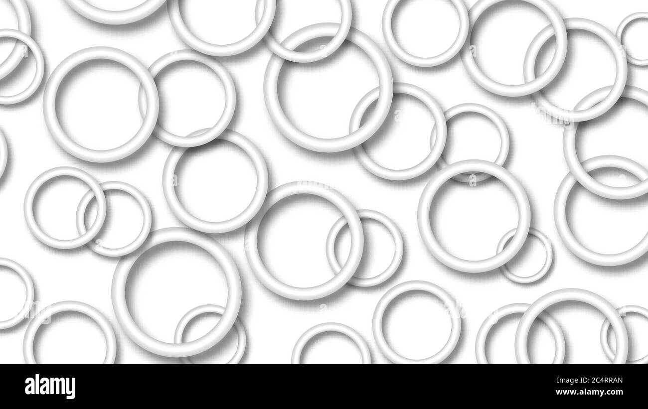 Abstract illustration of randomly arranged gray rings with soft shadows ...