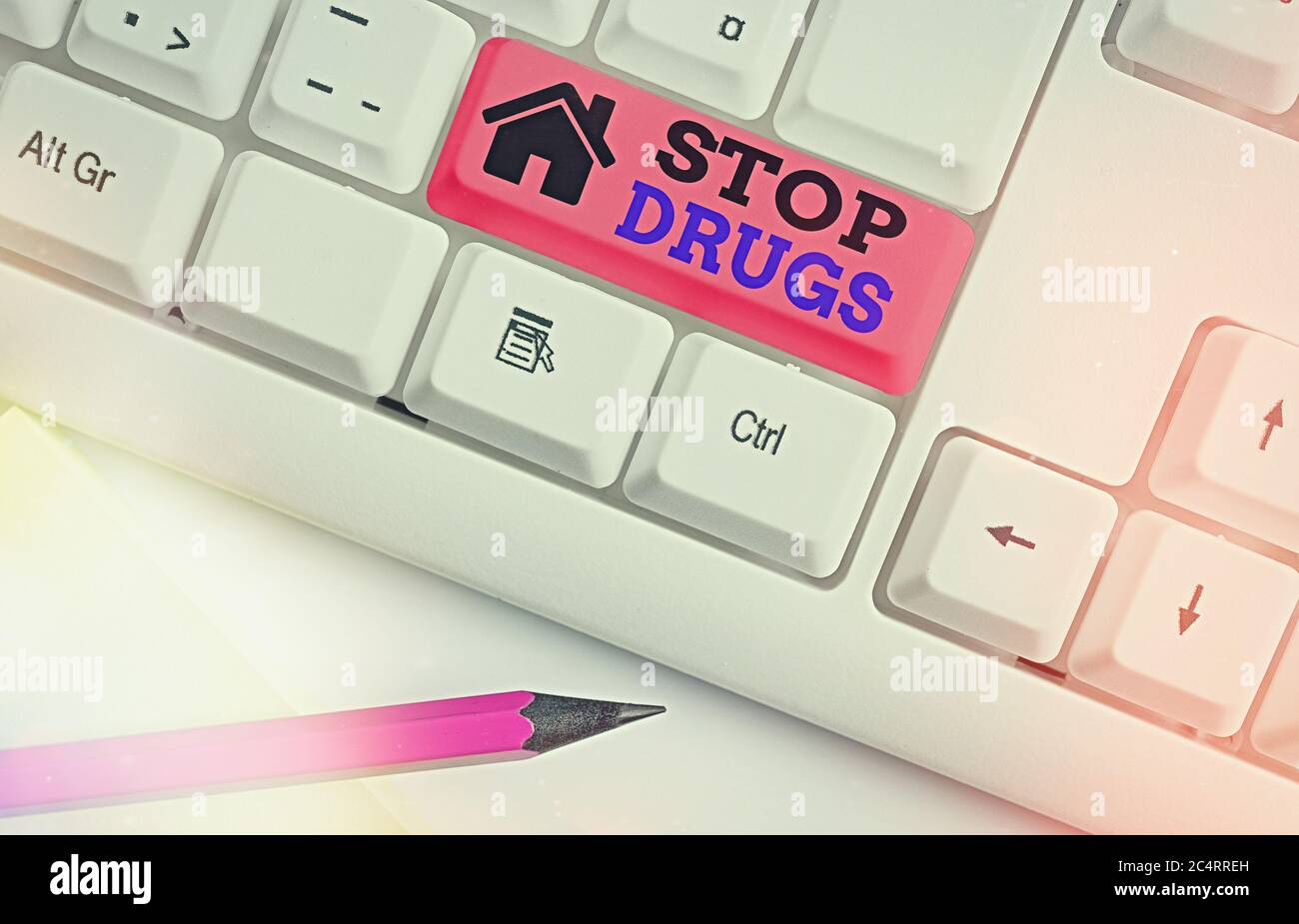 Writing note showing Stop Drugs. Business concept for put an end on the ...