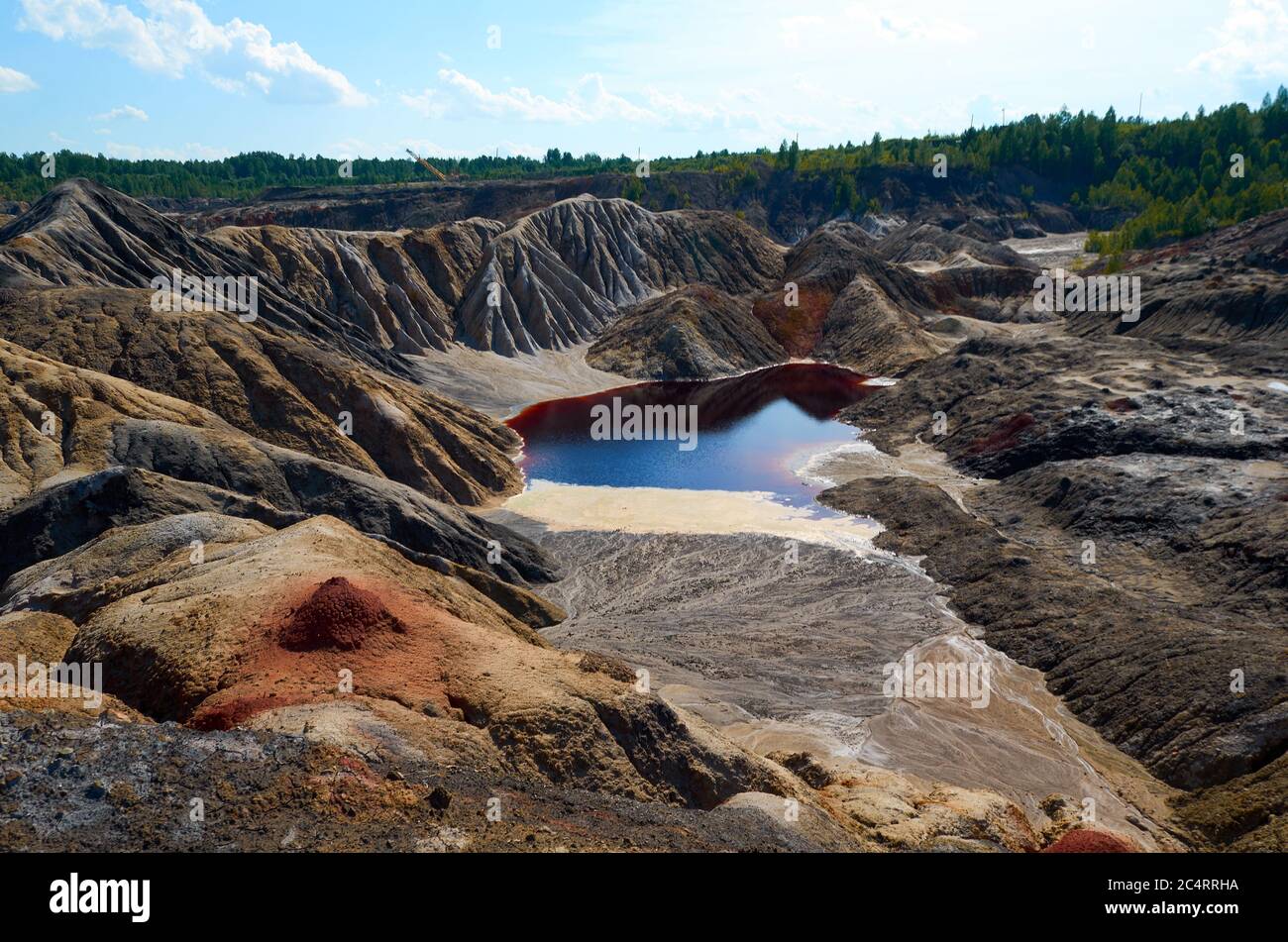 mountains of red clay in the Urals.other planet. The color of iron and ...