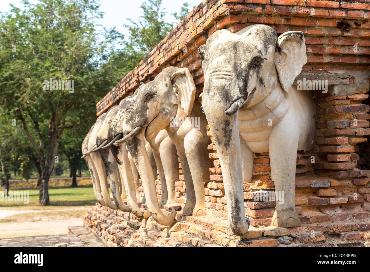 Wat Sorasak Temple (Elephant Temple) in Sukhothai historical park ...