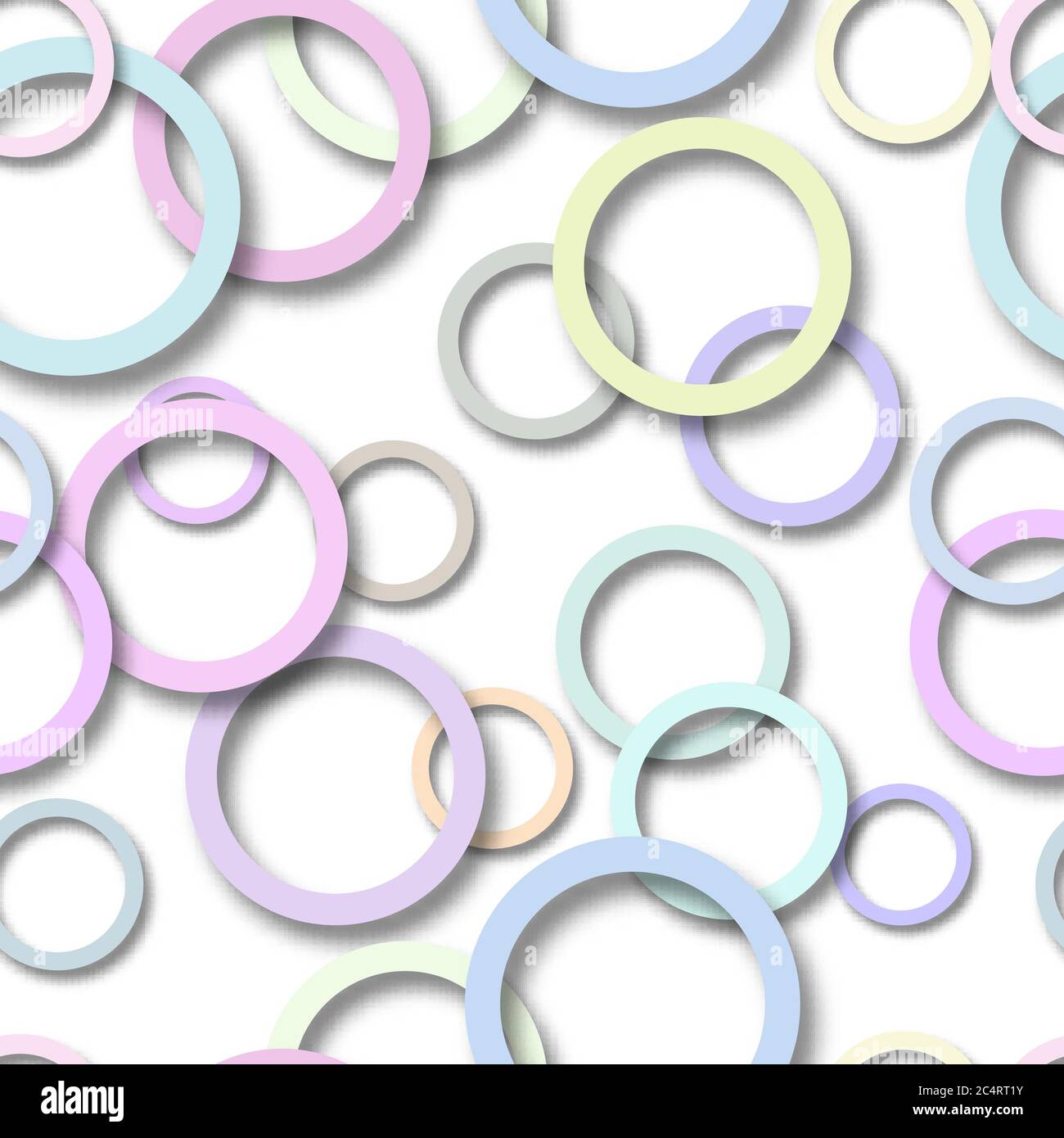 Abstract seamless pattern of randomly arranged colored rings with soft ...