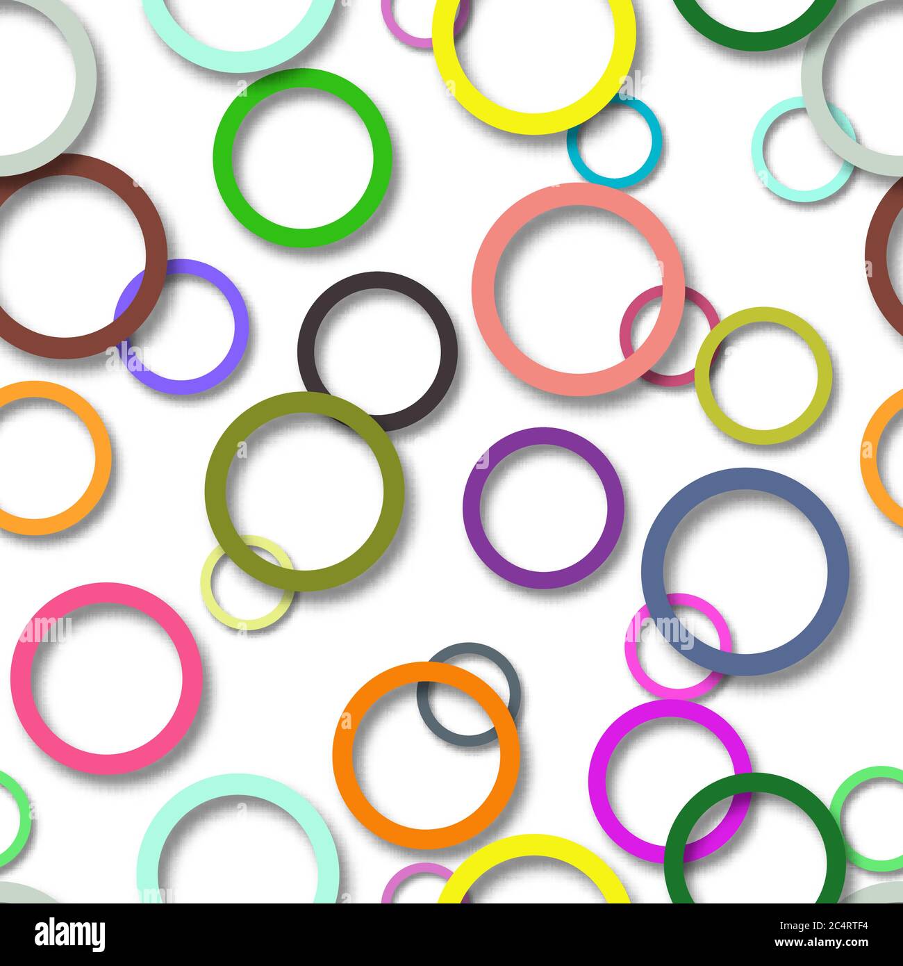 Abstract seamless pattern of randomly arranged colored rings with soft ...