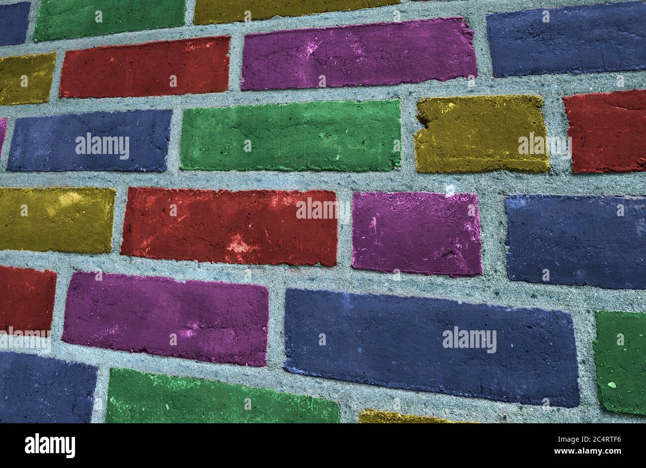 Beautiful rainbow colored bricks on an old vintage wall texture Stock ...