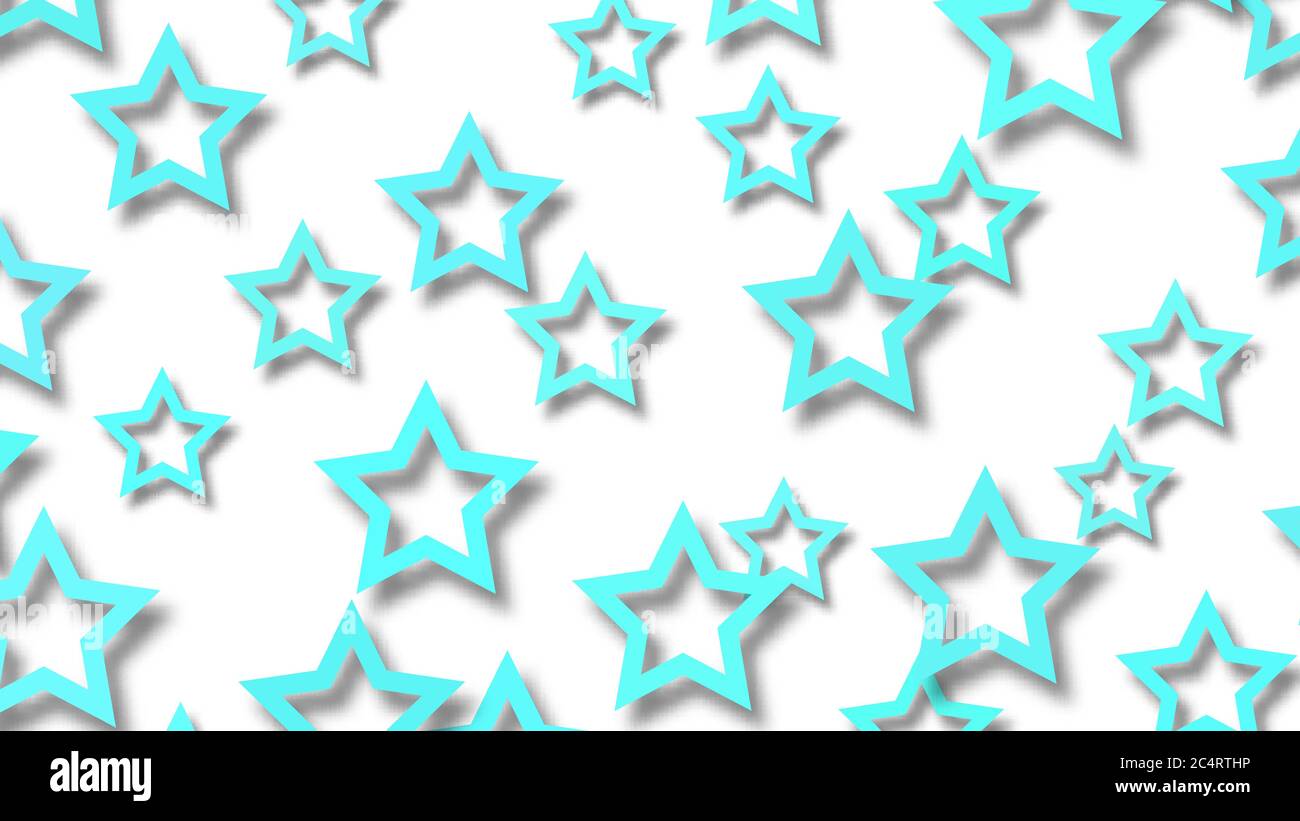 Abstract illustration of randomly arranged light blue stars with soft ...
