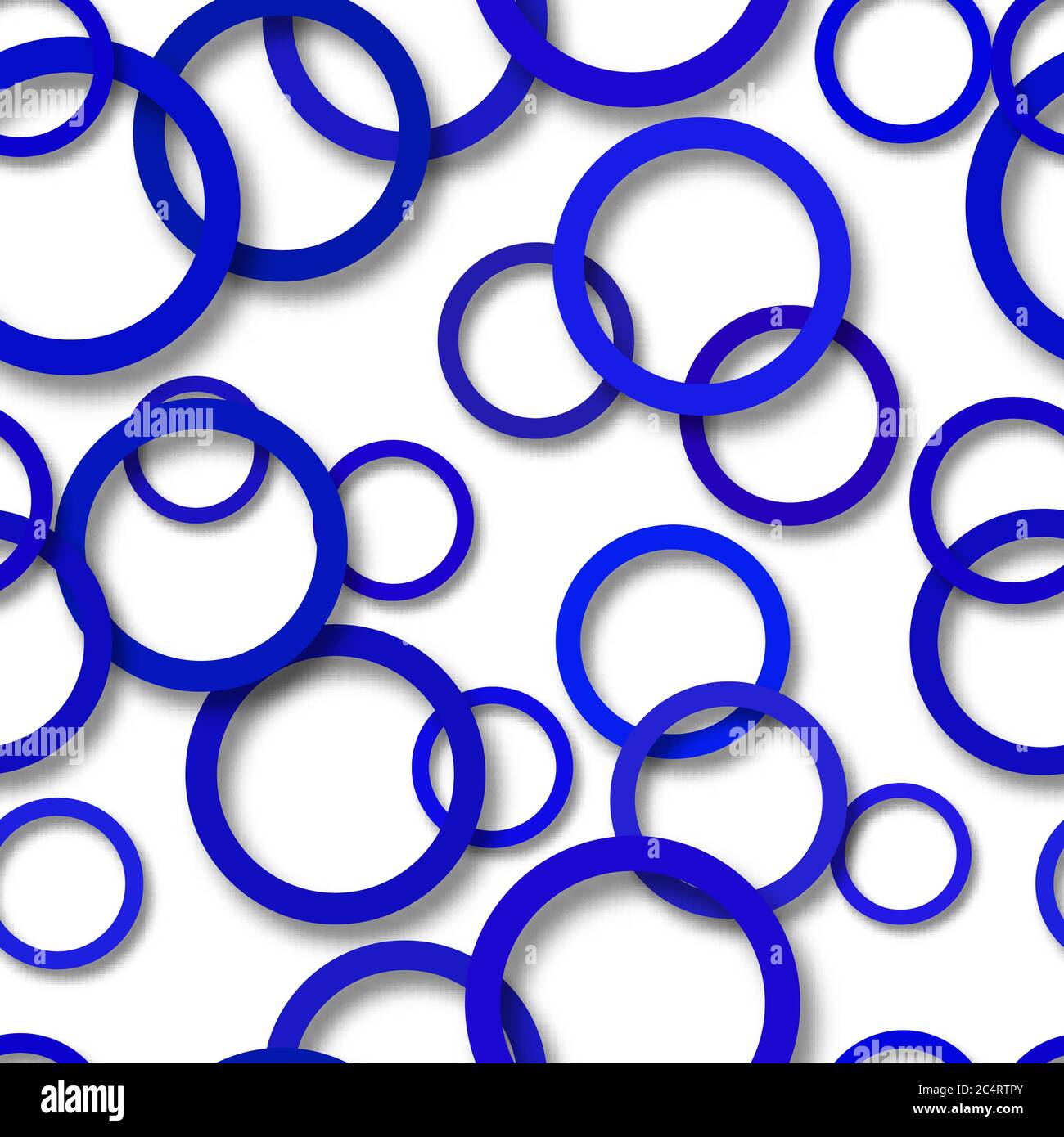 Abstract seamless pattern of randomly arranged blue rings with soft ...