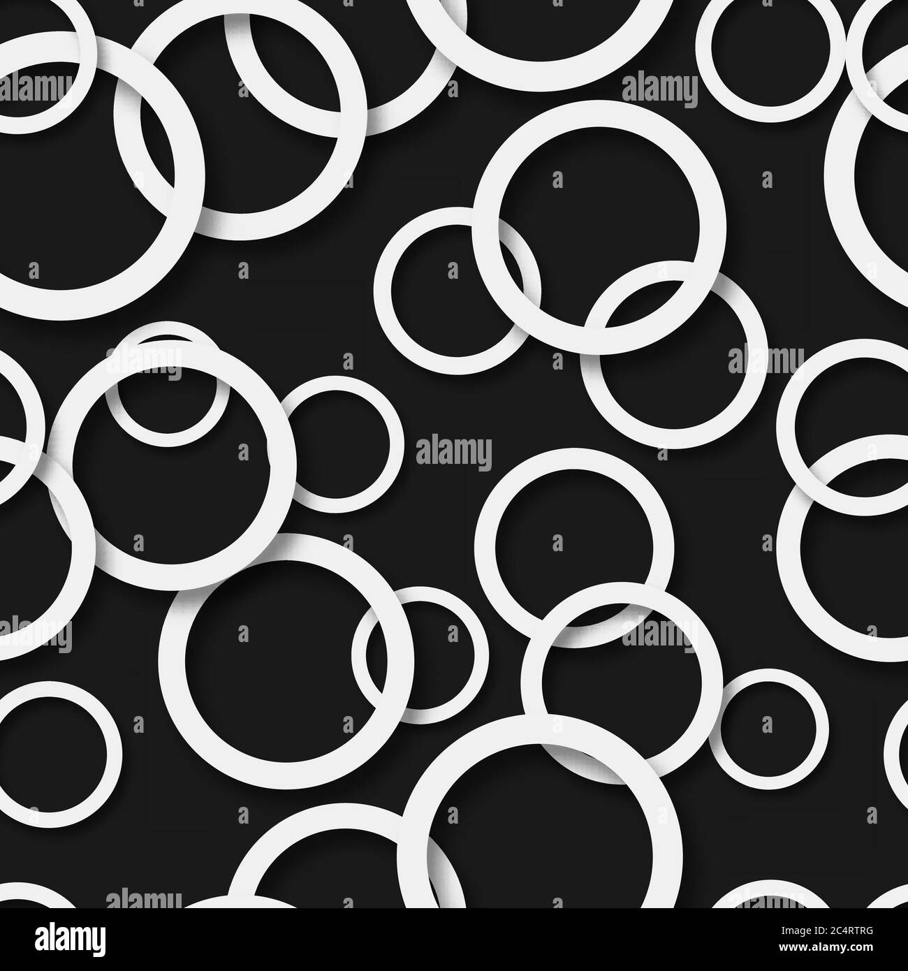 Abstract seamless pattern of randomly arranged white rings with soft ...
