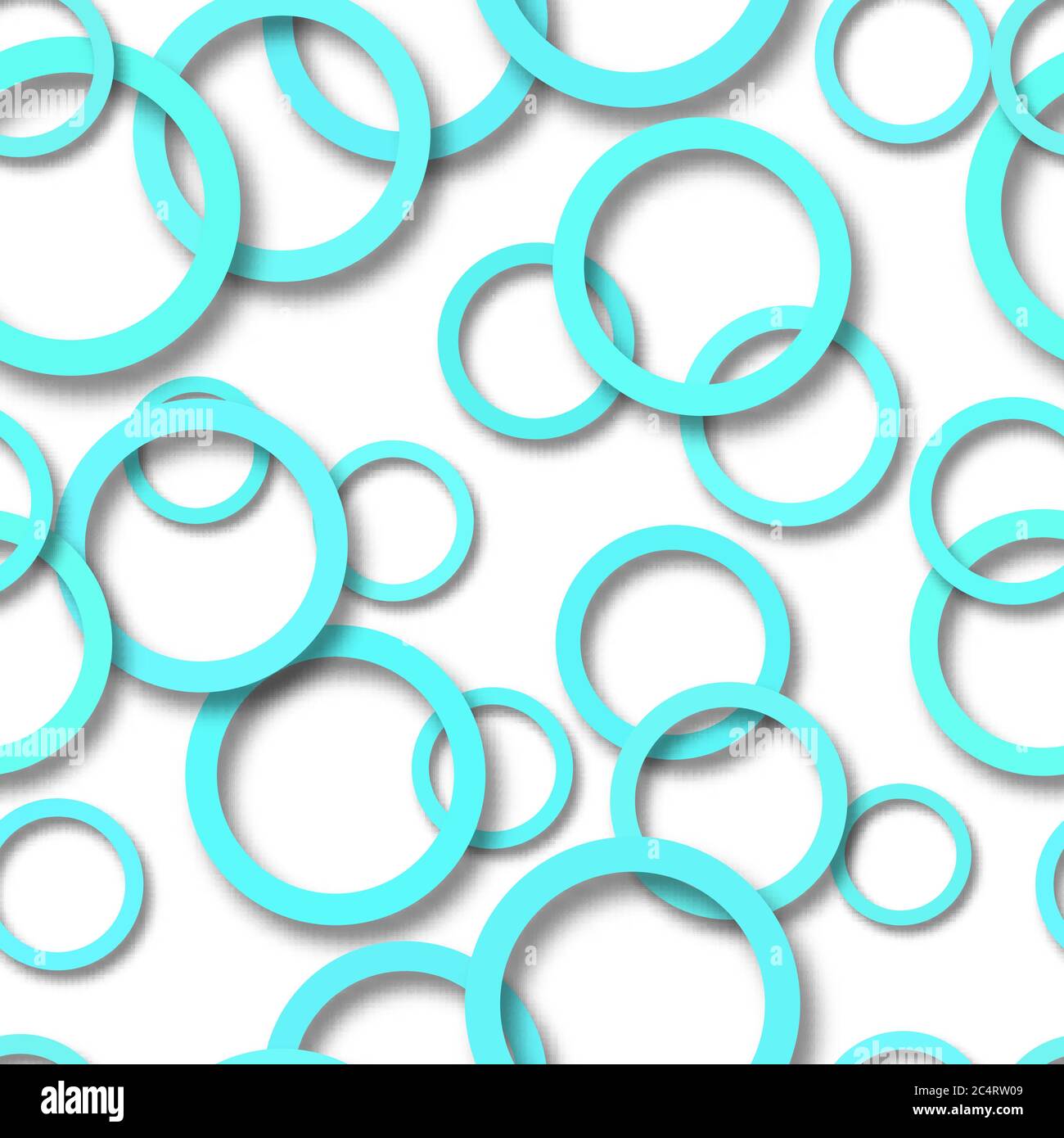Abstract seamless pattern of randomly arranged light blue rings with ...