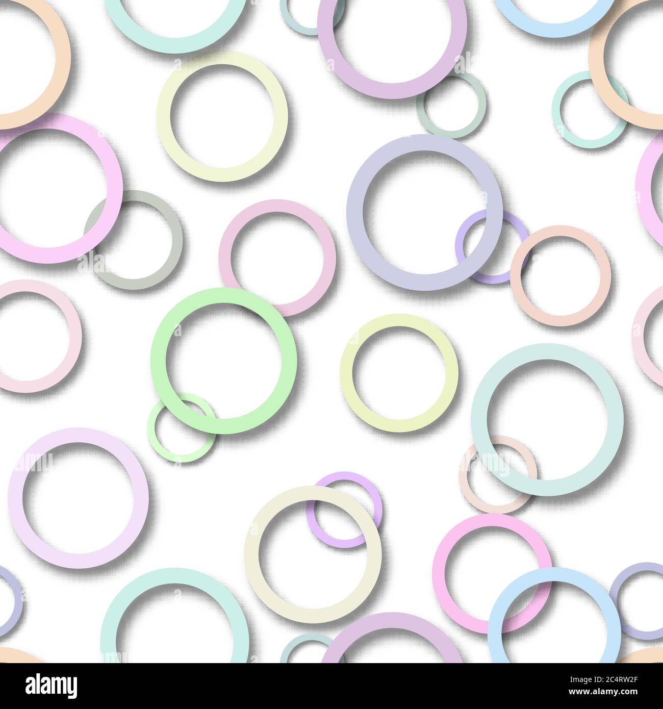 Abstract seamless pattern of randomly arranged colored rings with soft ...