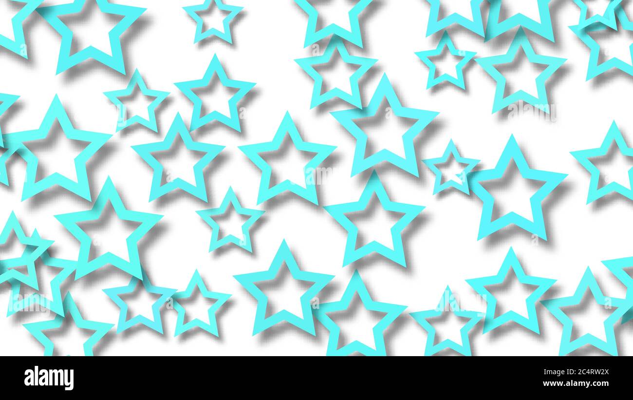 Abstract illustration of randomly arranged light blue stars with soft ...