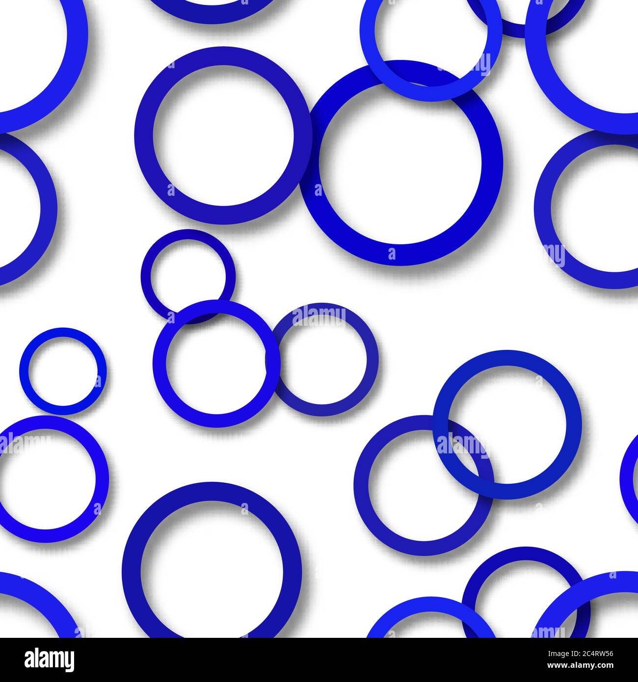 Abstract seamless pattern of randomly arranged blue rings with soft ...