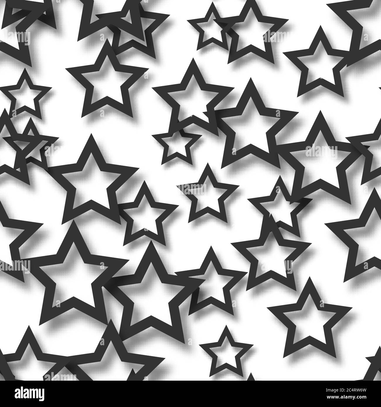 Abstract seamless pattern of randomly arranged black stars with soft ...
