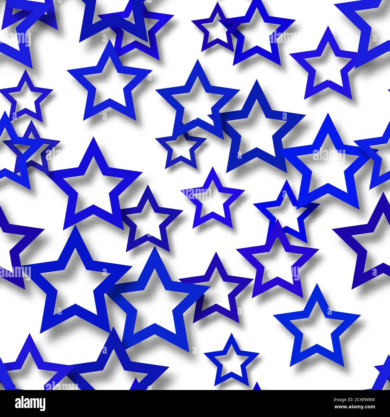 Abstract seamless pattern of randomly arranged blue stars with soft ...